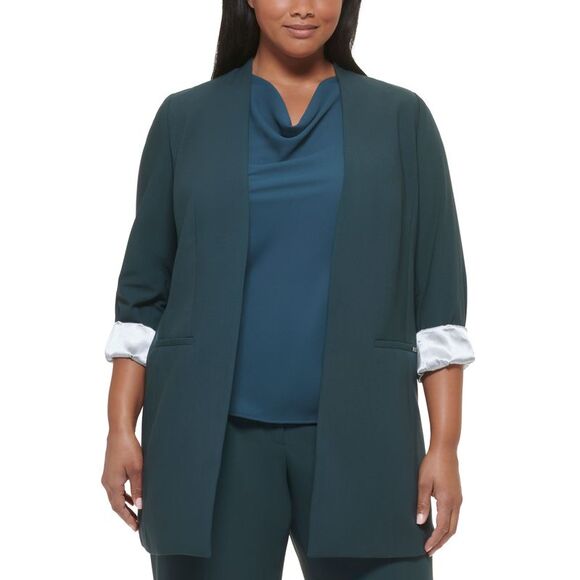 Calvin Klein | Jackets & Coats | Plus Size Collarless Openfront Topper ...